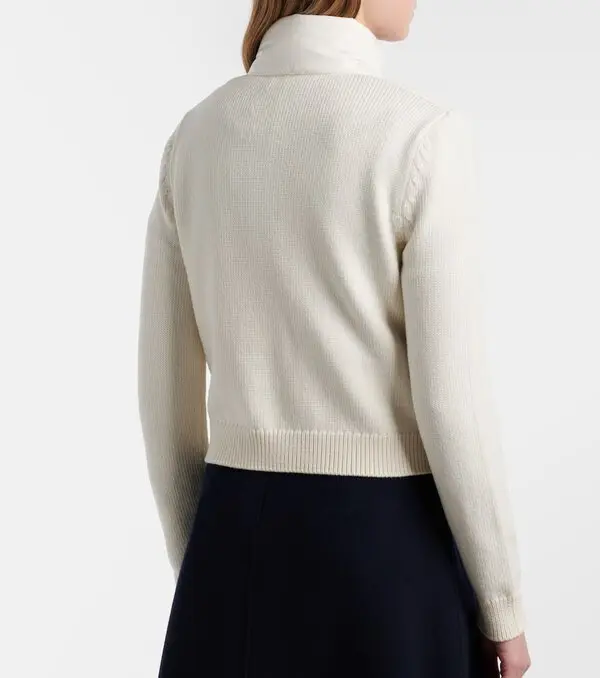 Moncler Down-paneled Wool Cardigan - White