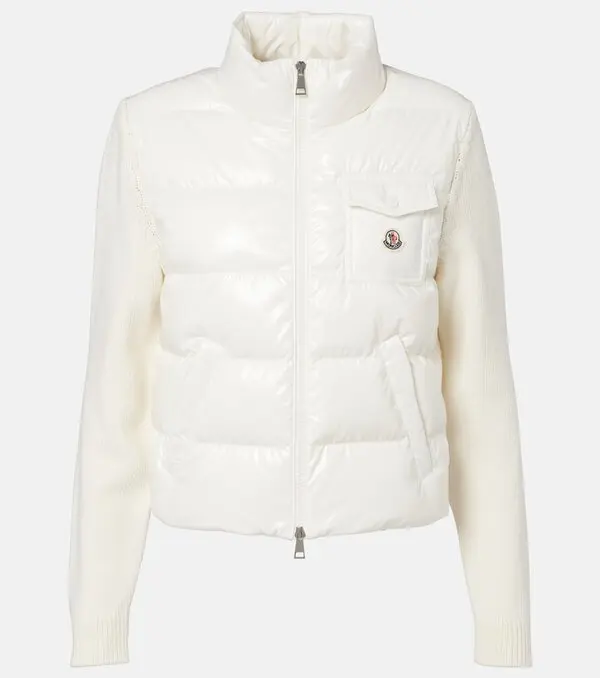 Moncler Down-paneled Wool Cardigan - White