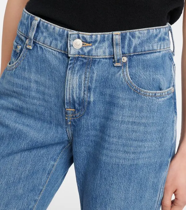 7 For All Mankind Calie Embellished Cropped Straight Jeans - Blue