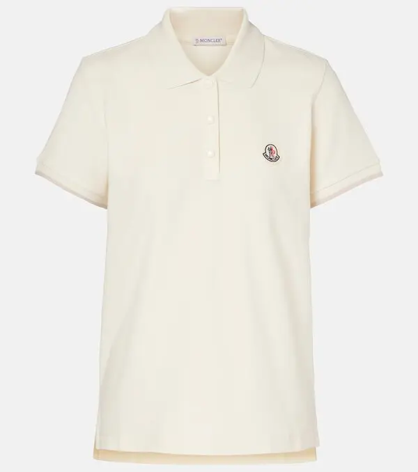 Moncler Logo Cotton Piqué Polo Shirt - White