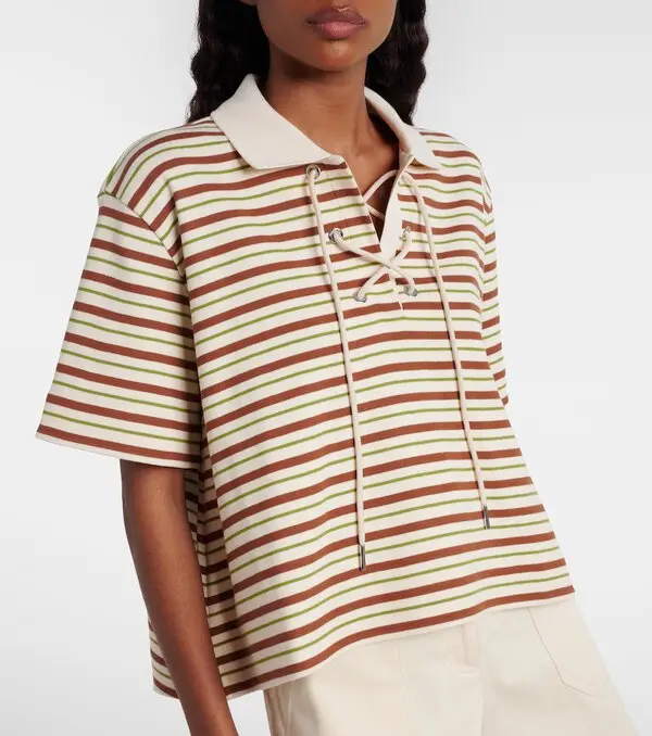 Moncler Striped Cotton Jersey Polo Shirt