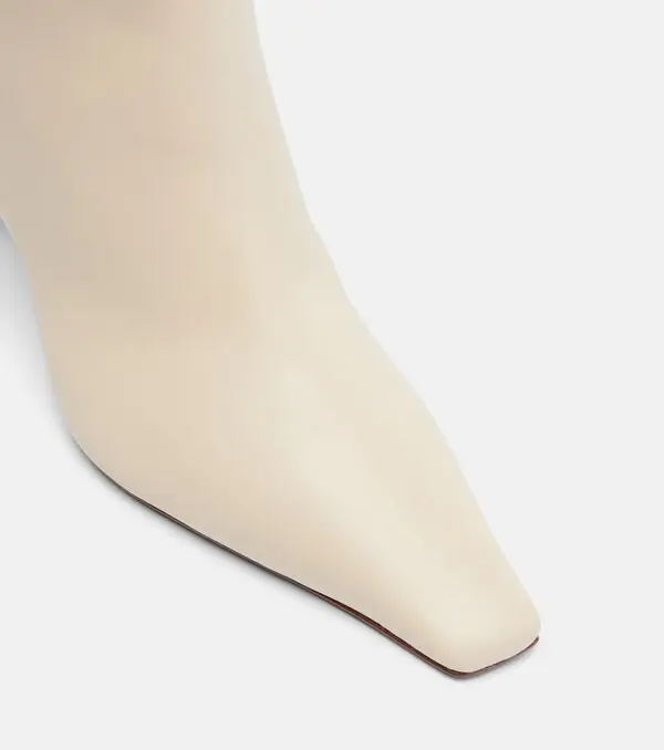 Amina Muaddi Jamie 80 Leather Over-the-knee Boots - Beige