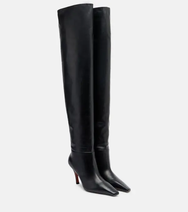 Amina Muaddi Jamie 80 Leather Over-the-knee Boots - Black