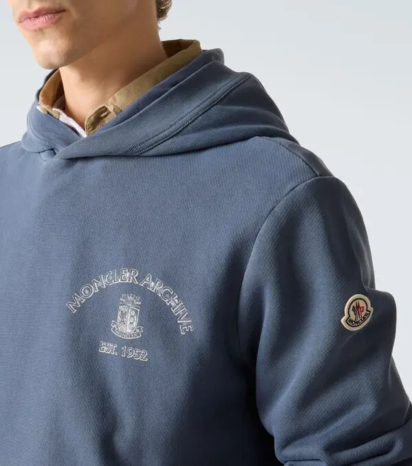 Moncler Logo Cotton Hoodie - Blue
