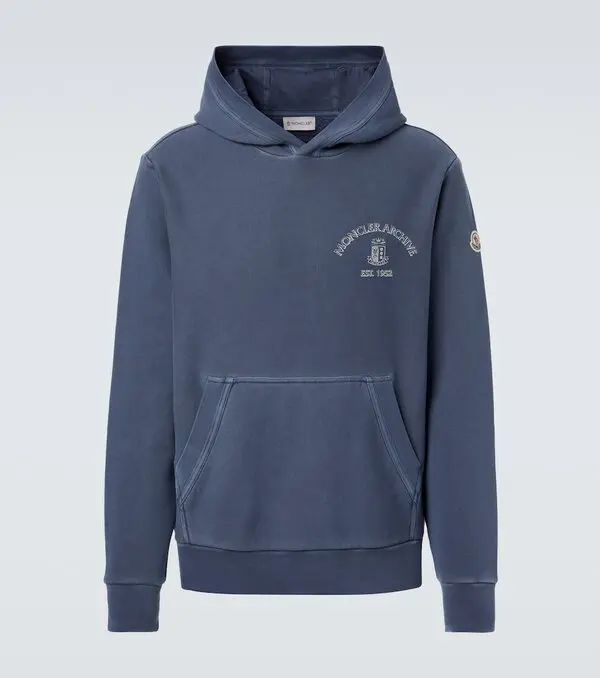 Moncler Logo Cotton Hoodie - Blue