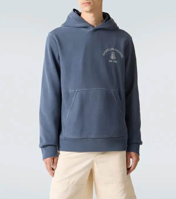 Moncler Logo Cotton Hoodie - Blue