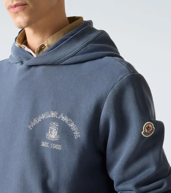 Moncler Logo Cotton Hoodie - Blue