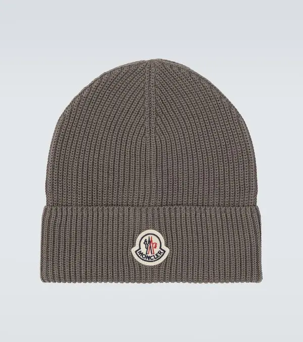 Moncler Archivio Ribbed-knit Cotton Beanie - Grey