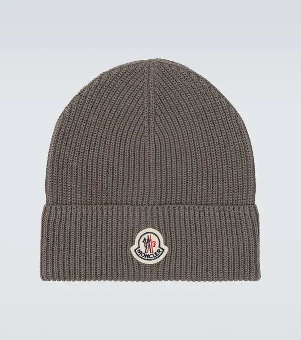Moncler Archivio Ribbed-knit Cotton Beanie - Grey