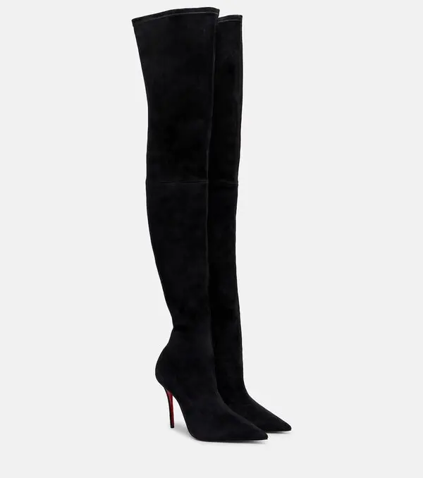 CHRISTIAN LOUBOUTIN Miss Z 100 Suede Over-the-knee Boots - Black