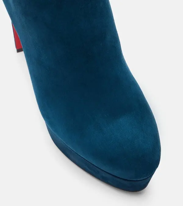 CHRISTIAN LOUBOUTIN Loo Booty 130 Suede Platform Ankle Boots - Blue