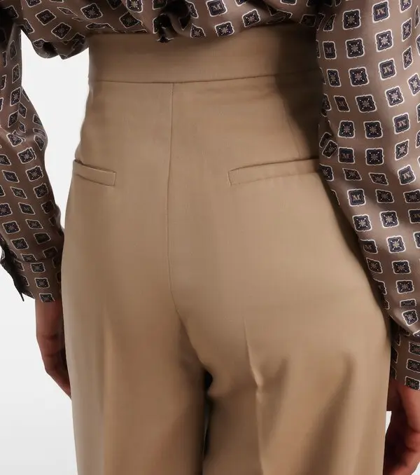 Max Mara Quorum Virgin Wool Wide-leg Pants - Beige