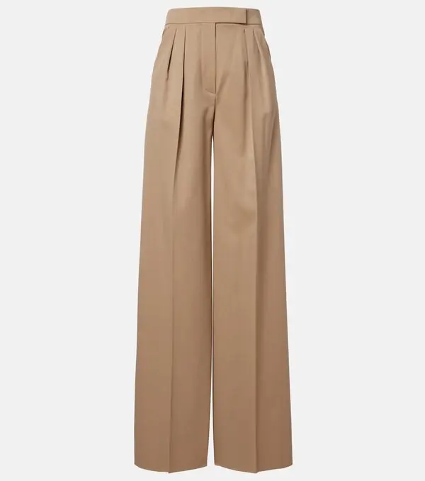 Max Mara Quorum Virgin Wool Wide-leg Pants - Beige