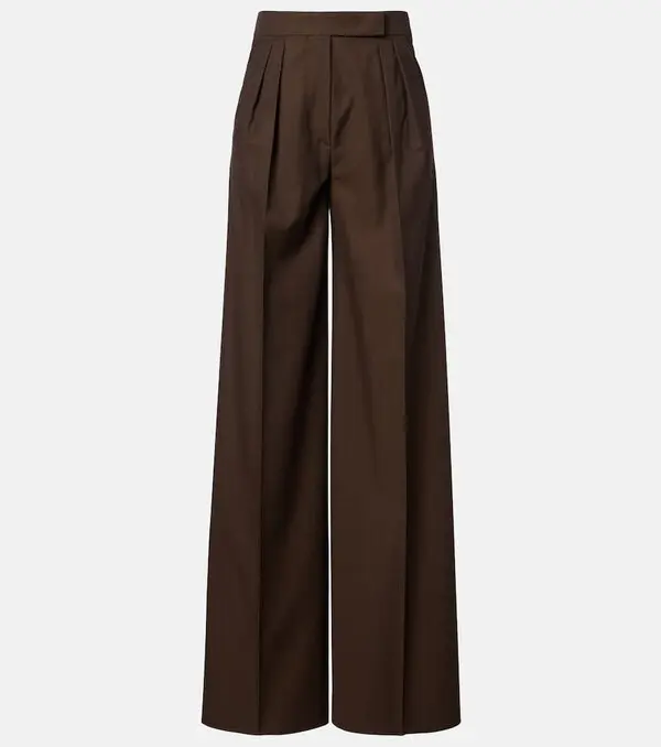Max Mara Quorum Virgin Wool Wide-leg Pants - Brown
