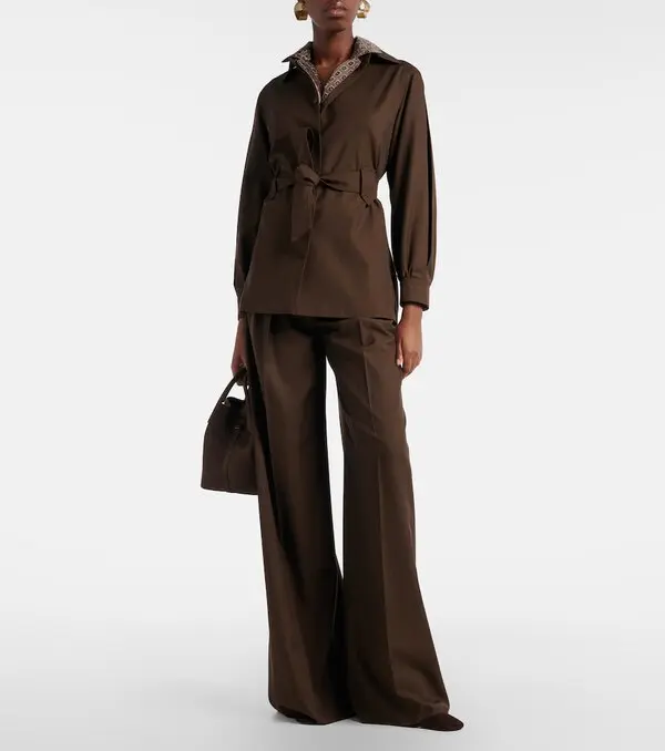 Max Mara Quorum Virgin Wool Wide-leg Pants - Brown