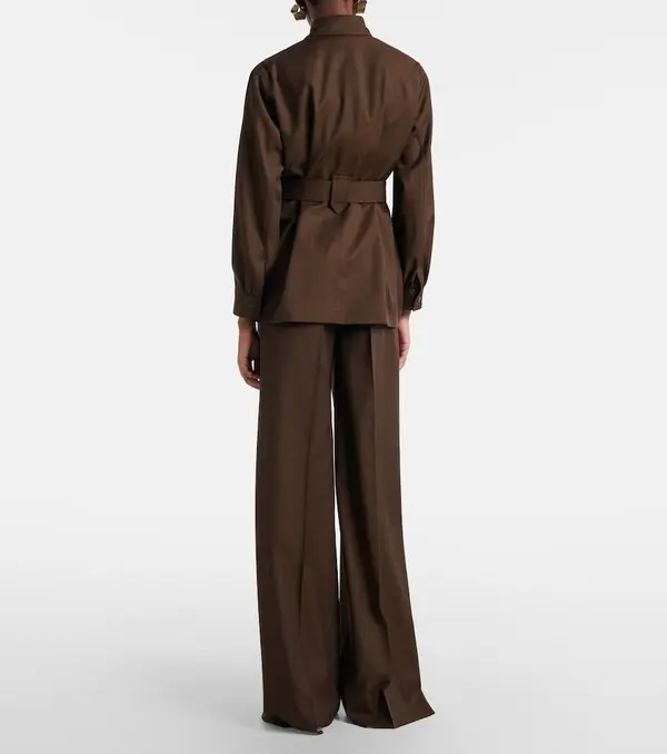 Max Mara Quorum Virgin Wool Wide-leg Pants - Brown