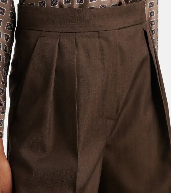 Max Mara Quorum Virgin Wool Wide-leg Pants - Brown