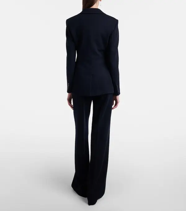 Max Mara Attinia Virgin Wool Piqué Wide-leg Pants