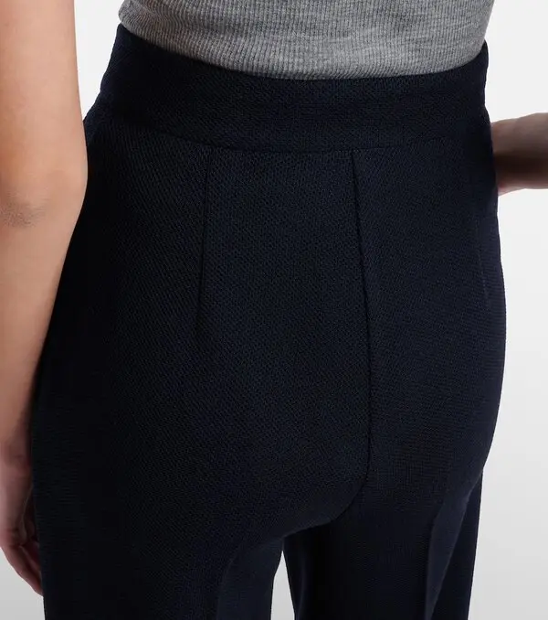 Max Mara Attinia Virgin Wool Piqué Wide-leg Pants