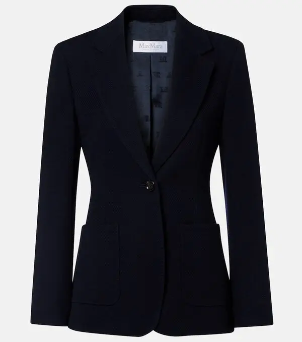 Max Mara Virgin Wool Jersey Blazer - Blue