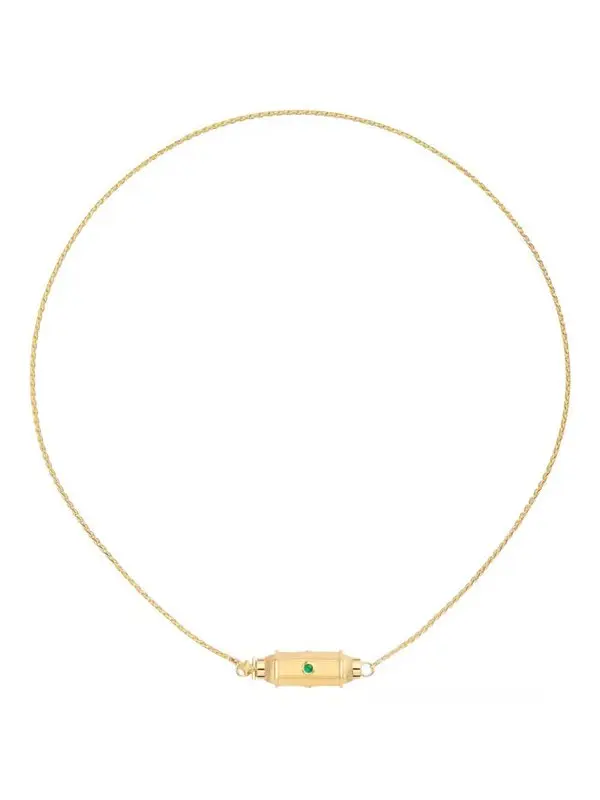 MARIE LICHTENBERG Micro Coco Emerald Locket Necklace - Gold