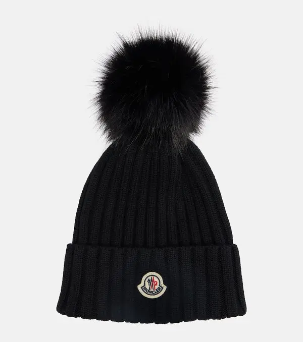 Moncler Ribbed-knit Virgin Wool Beanie - Black