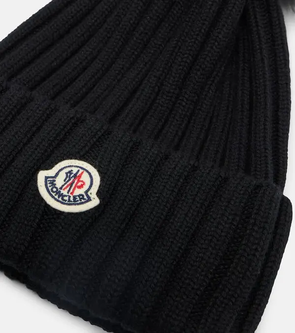 Moncler Ribbed-knit Virgin Wool Beanie - Black