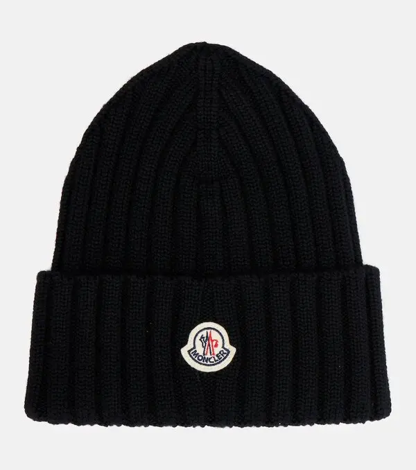 Moncler Ribbed-knit Virgin Wool Beanie With Pom-pom - Black
