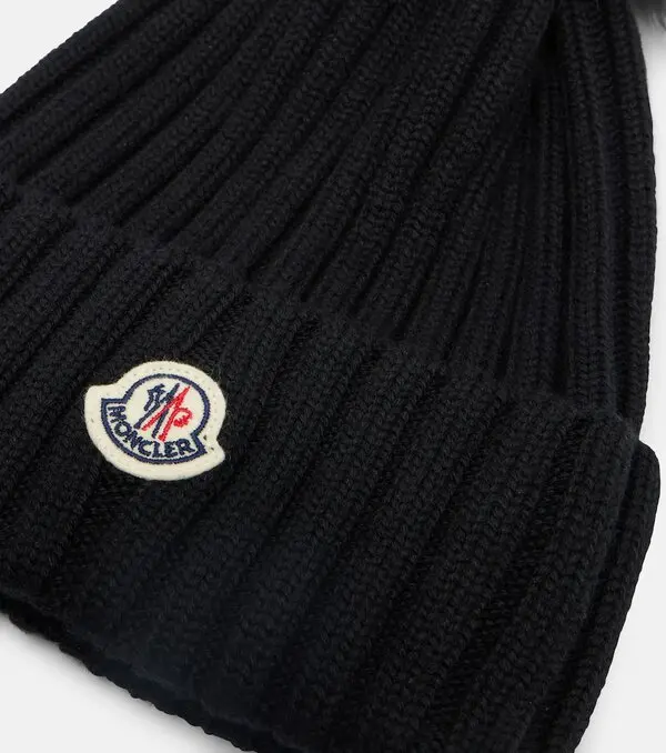 Moncler Ribbed-knit Virgin Wool Beanie - Black
