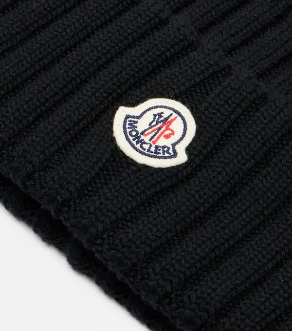 Moncler Ribbed-knit Virgin Wool Beanie - Black