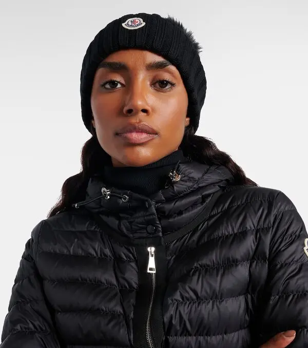 Moncler Ribbed-knit Virgin Wool Beanie - Black