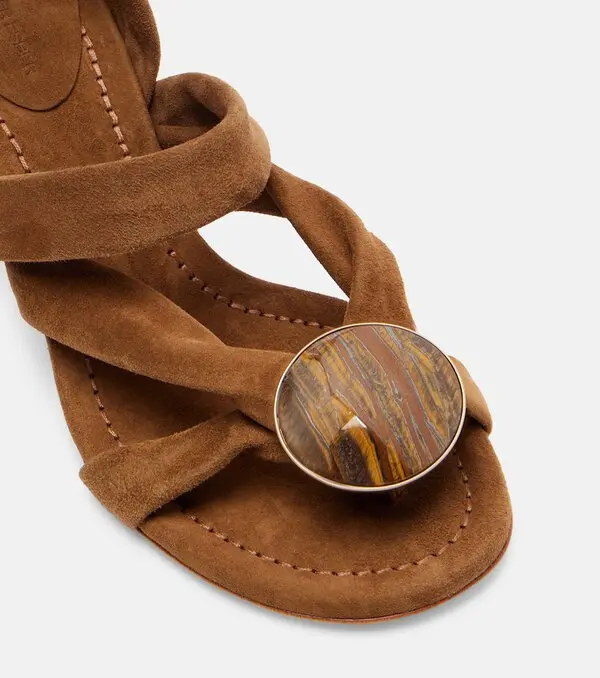 Christopher Esber Doma Embellished Suede Sandals - Beige