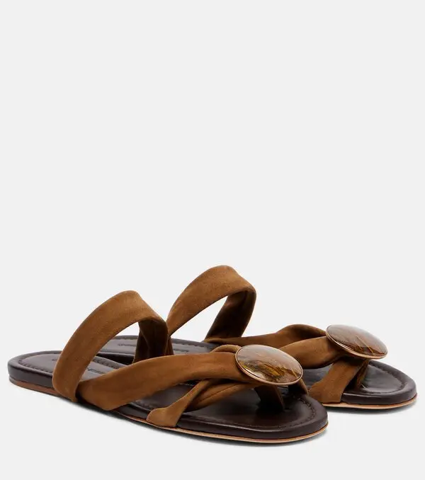 Christopher Esber Doma Embellished Suede Sandals - Brown