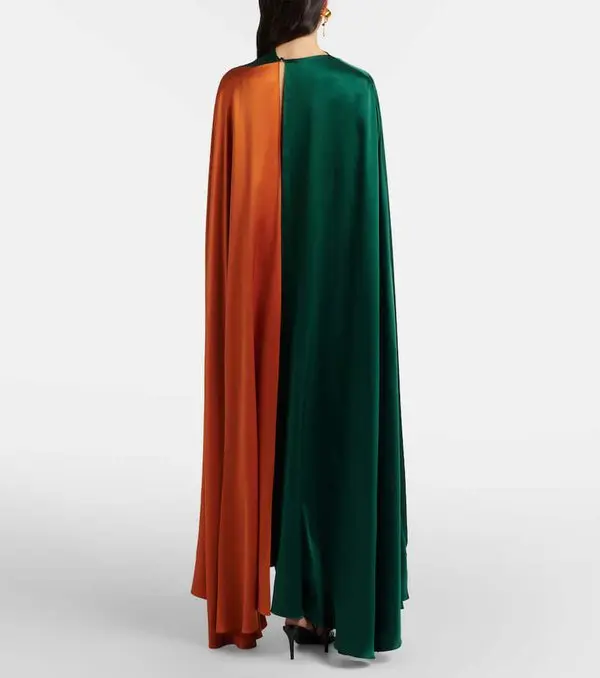 ROKSANDA Neolitsea Caped Silk Satin Gown - Multicoloured