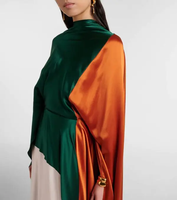 ROKSANDA Neolitsea Caped Silk Satin Gown - Multicoloured