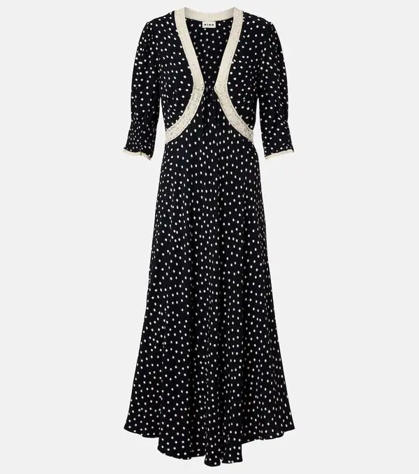 Rixo Amina Polka-dot Crêpe Midi Dress - Blue