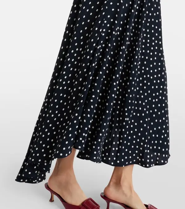 Rixo Amina Polka-dot Crêpe Midi Dress - Blue