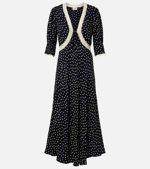 Rixo Amina Polka-dot Crêpe Midi Dress - Blue