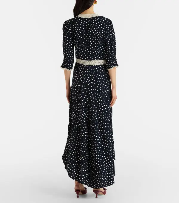 Rixo Amina Polka-dot Crêpe Midi Dress - Blue