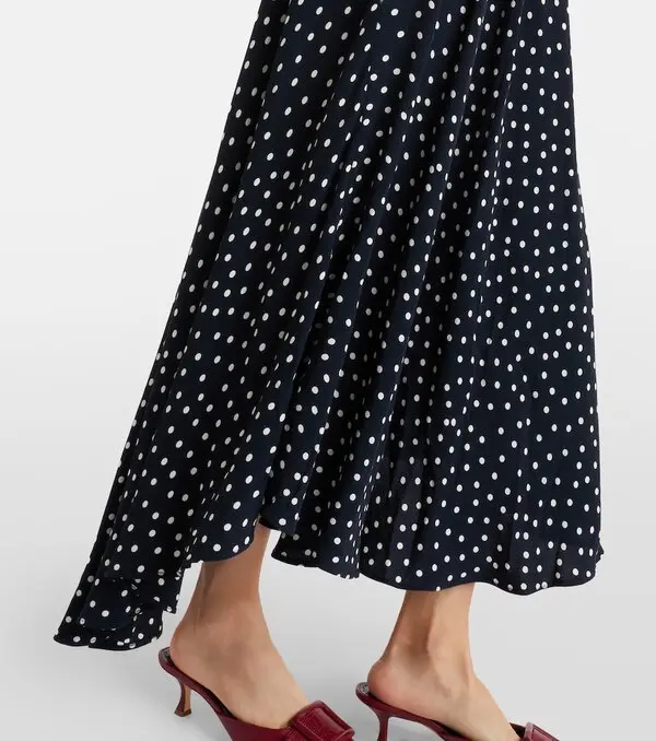 Rixo Amina Polka-dot Crêpe Midi Dress - Blue