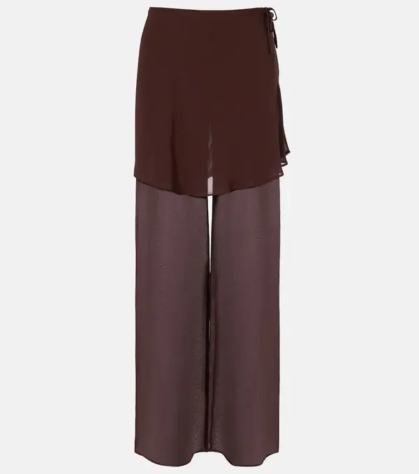 Christopher Esber Sheer Wide-leg Silk Pants - Brown