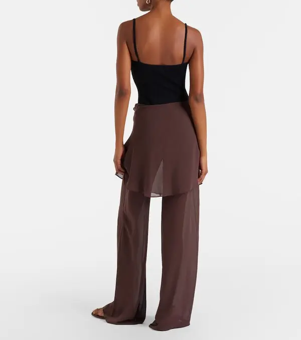 Christopher Esber Sheer Wide-leg Silk Pants - Brown
