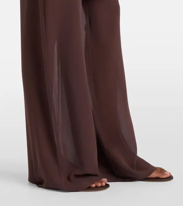 Christopher Esber Sheer Wide-leg Silk Pants - Brown