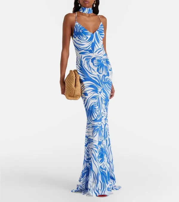 ALEXANDRA MIRO Isla Scarf-detail Printed Gown
