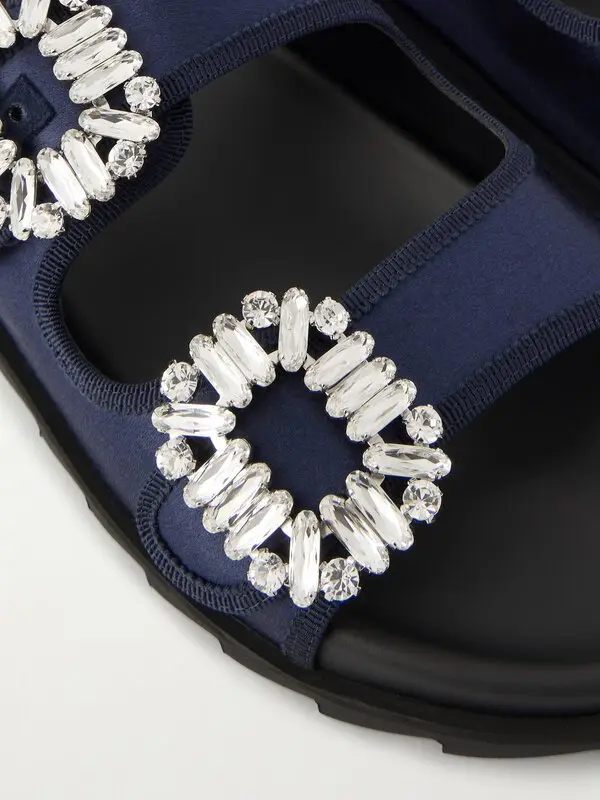 ROGER VIVIER Slidy Viv Crystal-embellished Satin Slides