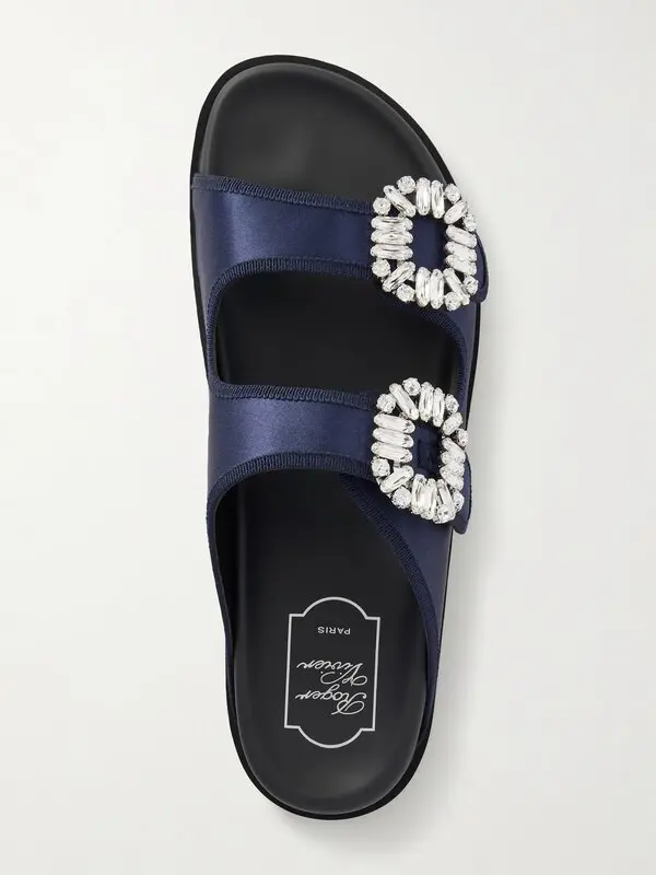 ROGER VIVIER Slidy Viv Crystal-embellished Satin Slides
