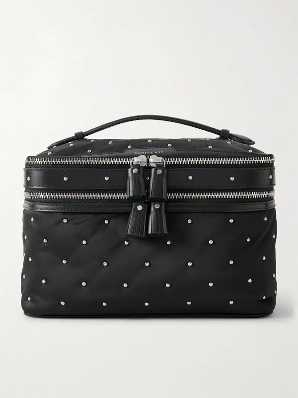 ANYA HINDMARCH Vanity Kit Studded Leather And Shell Cosmetics Case - Black