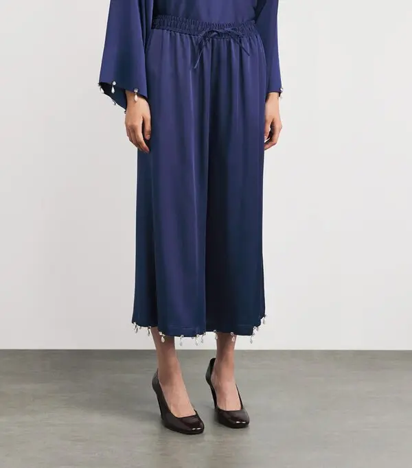 Stella McCartney Satin Faux Pearl-embellished Wide-leg Trousers