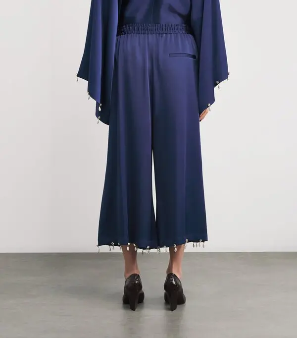Stella McCartney Satin Faux Pearl-embellished Wide-leg Trousers