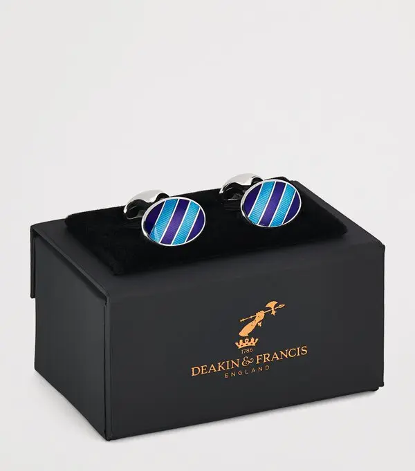 DEAKIN & FRANCIS Sterling Silver Denim Enamel Cufflinks